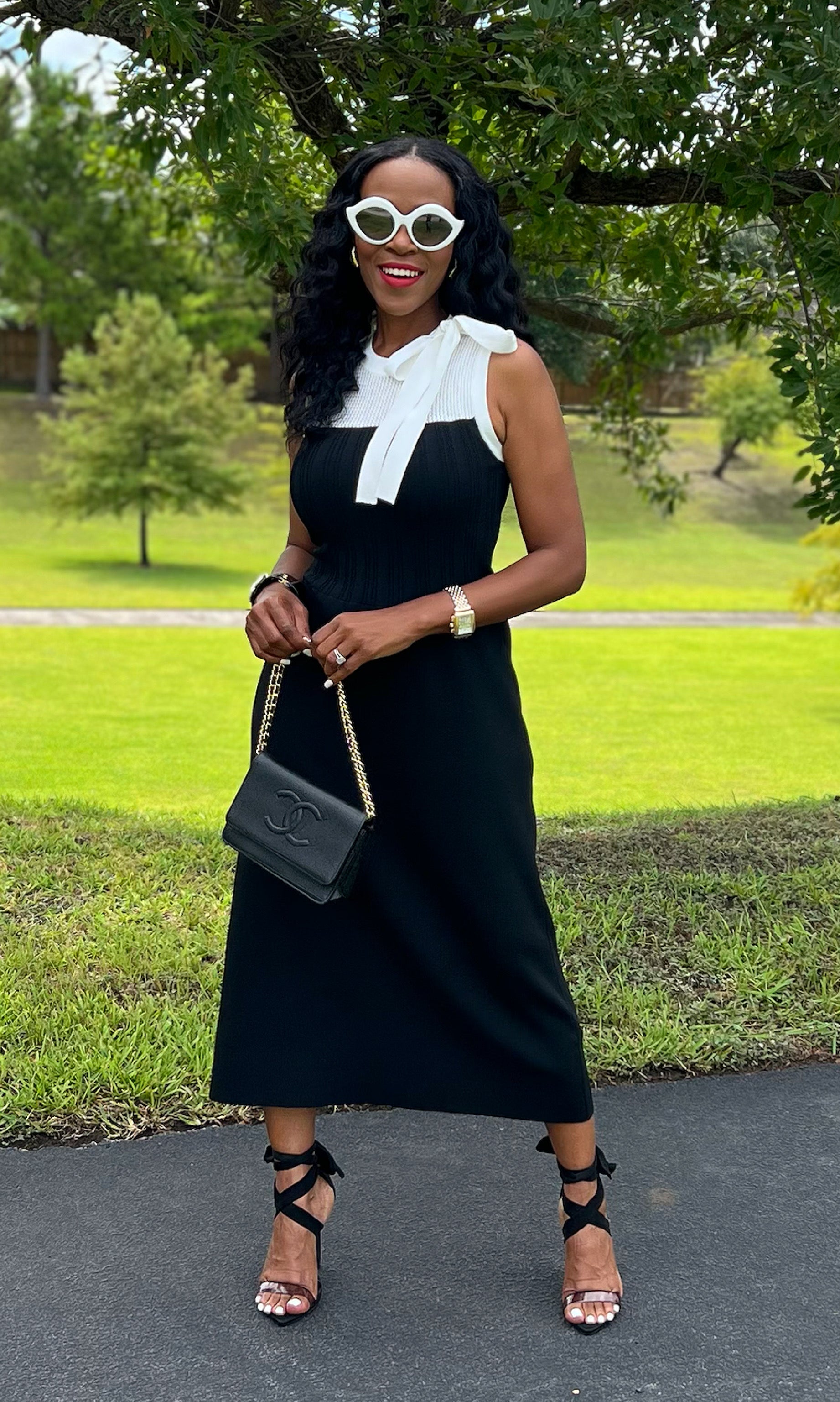 Bryt Black & White Bow Dress – Trésor Caché Boutique